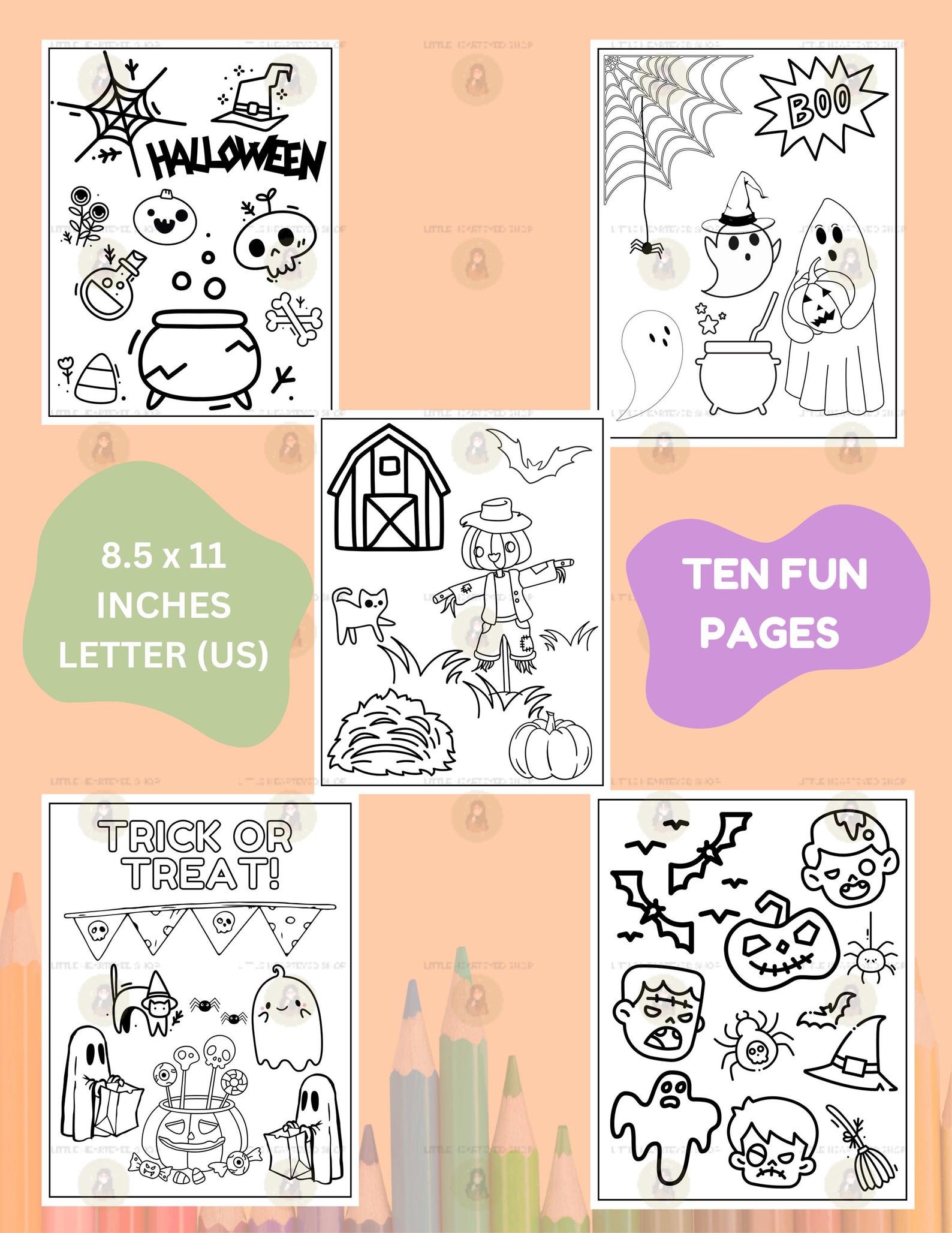 Halloween/fall Coloring Pages, Printable Instant Digital Download PDF ...