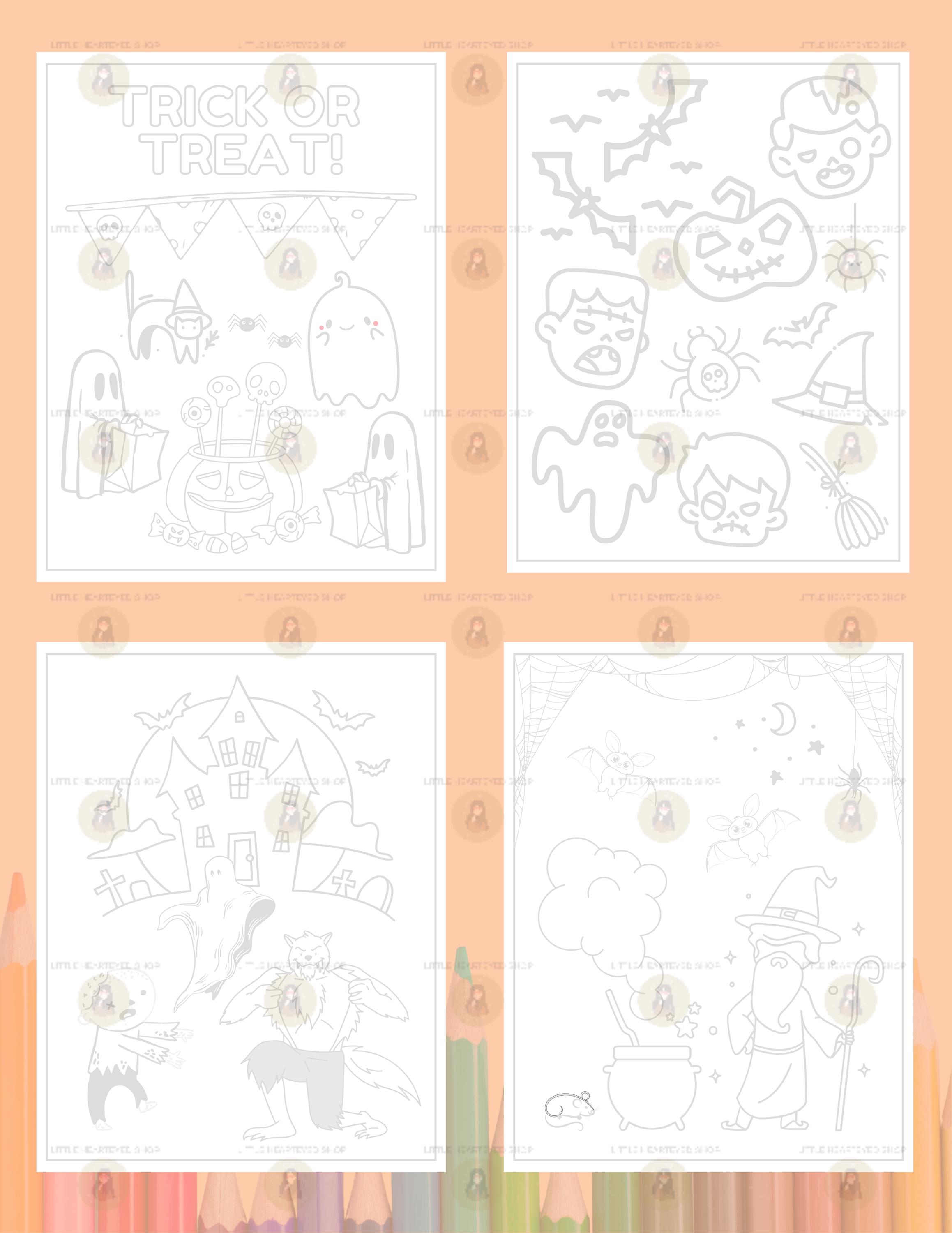 Halloween/fall Coloring Pages, Printable Instant Digital Download PDF ...