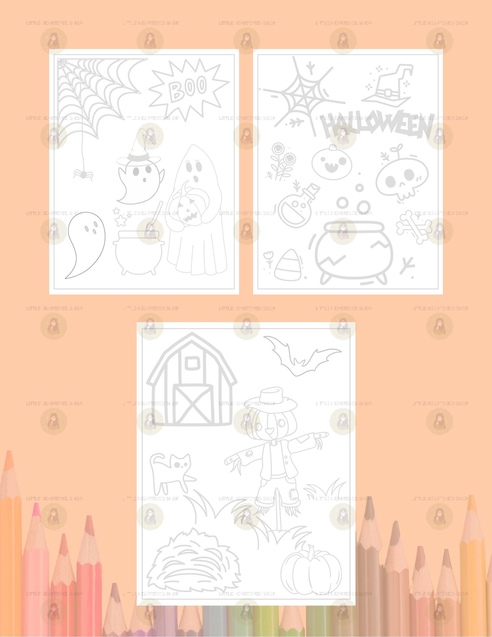 Halloween/fall Coloring Pages, Printable Instant Digital Download PDF ...