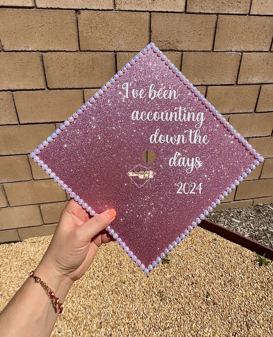 Glitter Class of 2024 2025 Custom Quote Pink Glitter Graduation Cap ...