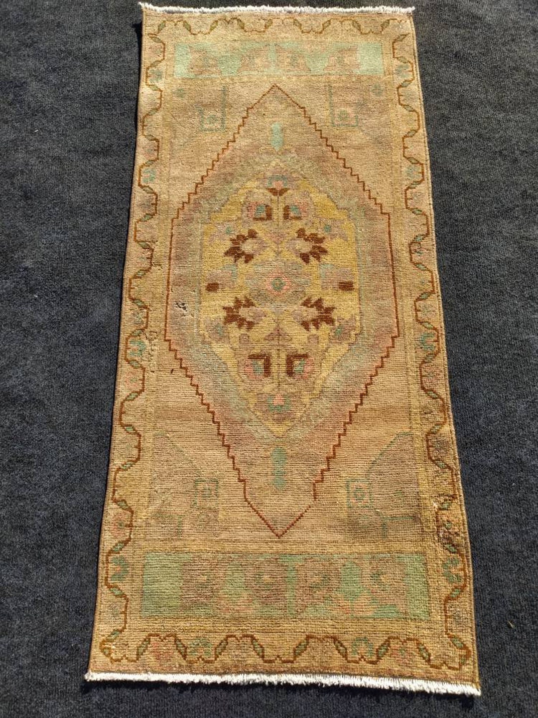 1.7x3.6 Ft 51x110 Cm Turkish Rug, Small Rug, Vintage Rug, Oushak Rug ...