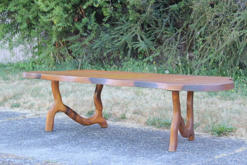 Vintage Monumental Biomorphic Live Edge Monkey Pod Coffee Table After ...