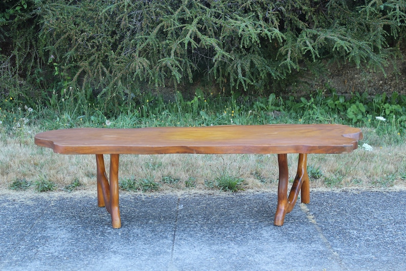 Vintage Monumental Biomorphic Live Edge Monkey Pod Coffee Table After ...