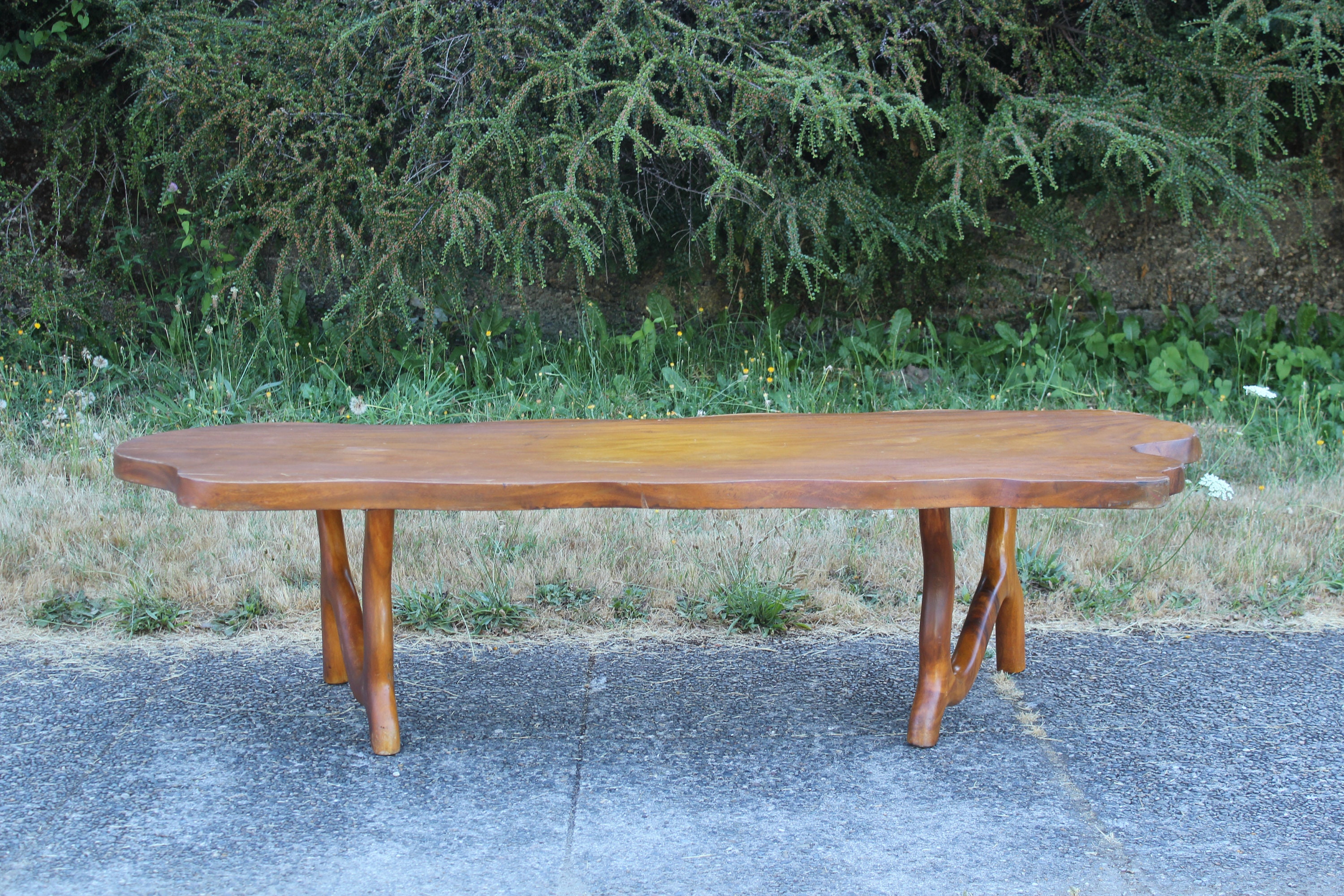 Vintage Monumental Biomorphic Live Edge Monkey Pod Coffee Table After ...