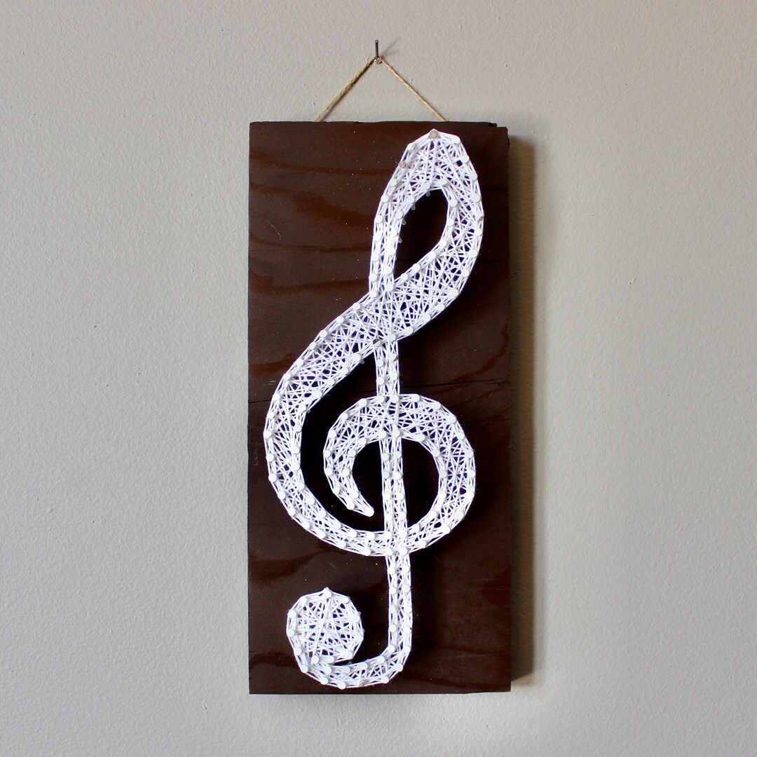 Treble Clef Music String Art Wall Decor Wood Sign Handmade Ready to ...