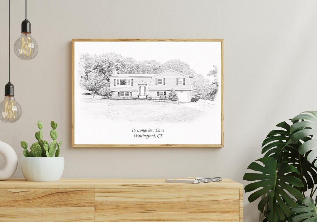 Custom House Portrait Sketch | Digital Download | Personalized Home ...