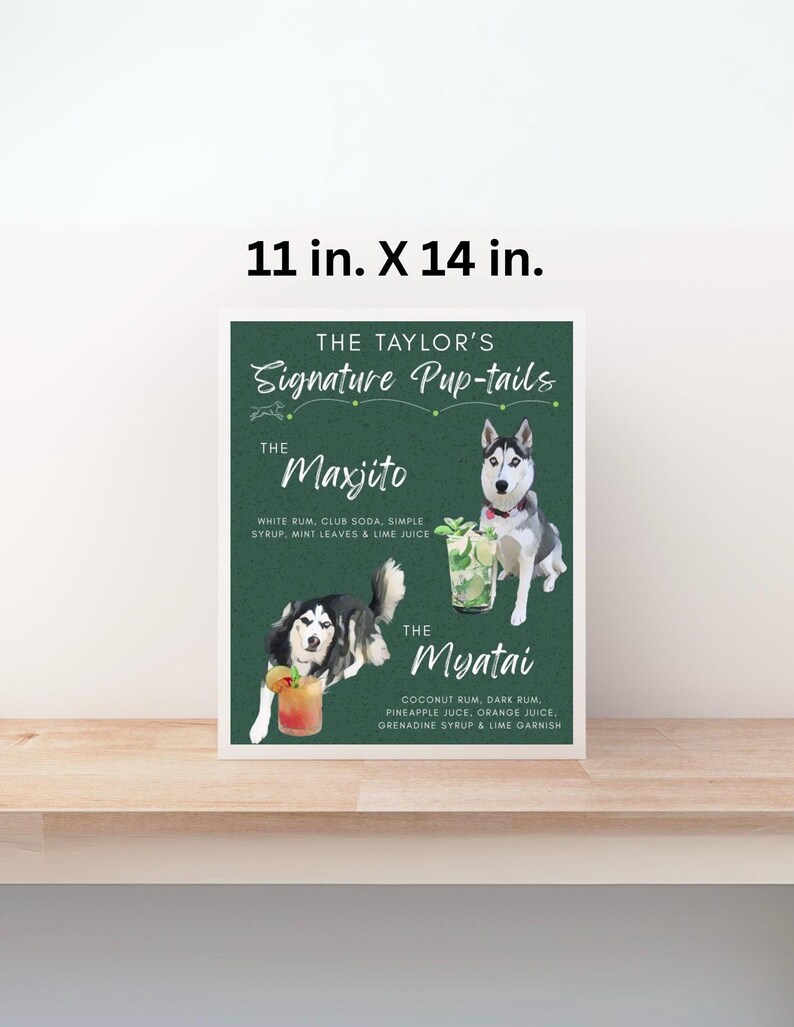 Custom Pet Wedding Bar Menu - Digital Download | Signature Cocktails ...