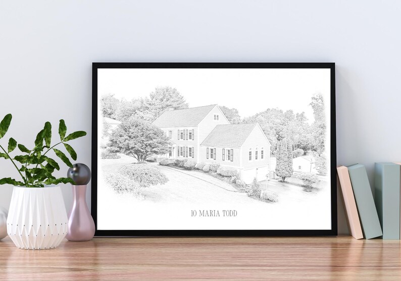 Custom House Portrait Sketch | Digital Download | Personalized Home ...