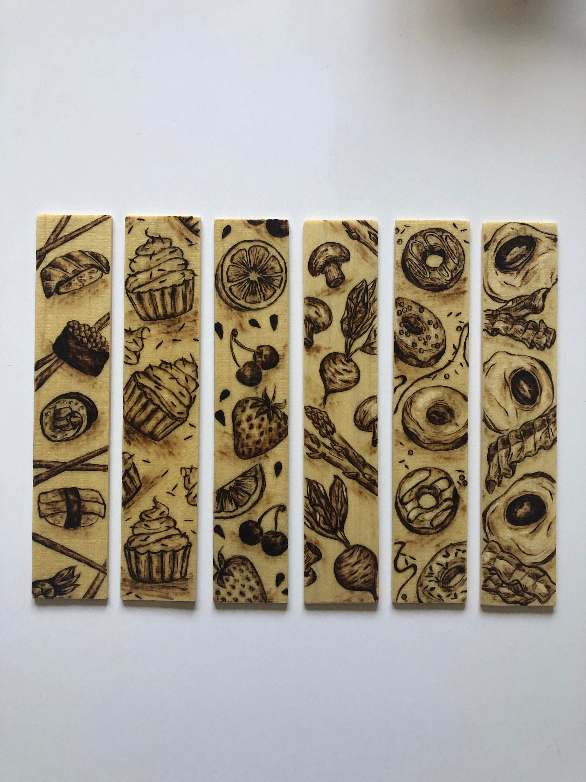 Veggie Pyrography Bookmark, Hand Burned Bookmark, Wood Bookmark ...