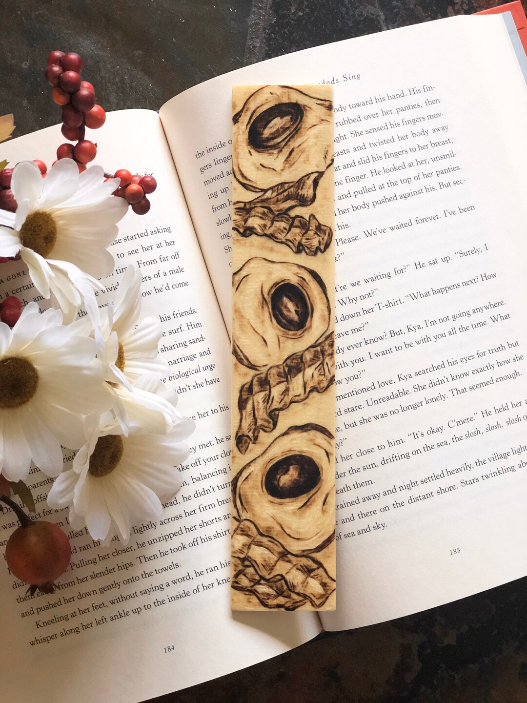Bacon and Eggs Bookmark, Wood Burned Bookmark, Wood Bookmark, Handmade ...