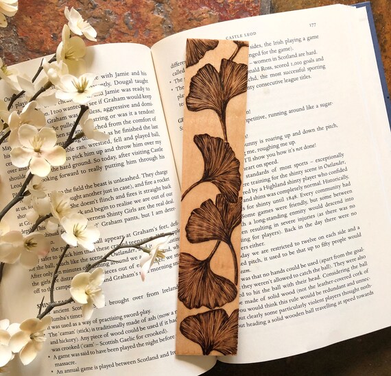 Ginkgo Biloba Wood Burned Bookmark Ginkgo Leaf Pyrography | Etsy