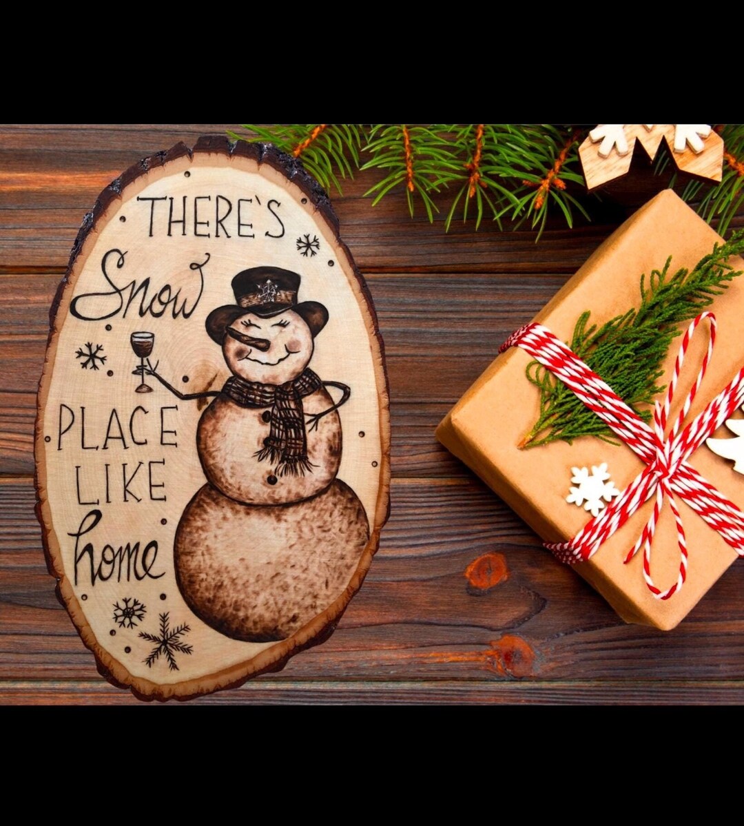 Rustic Snowman Wood Burned Sign, Snowman Decor, Winter Snowman ...