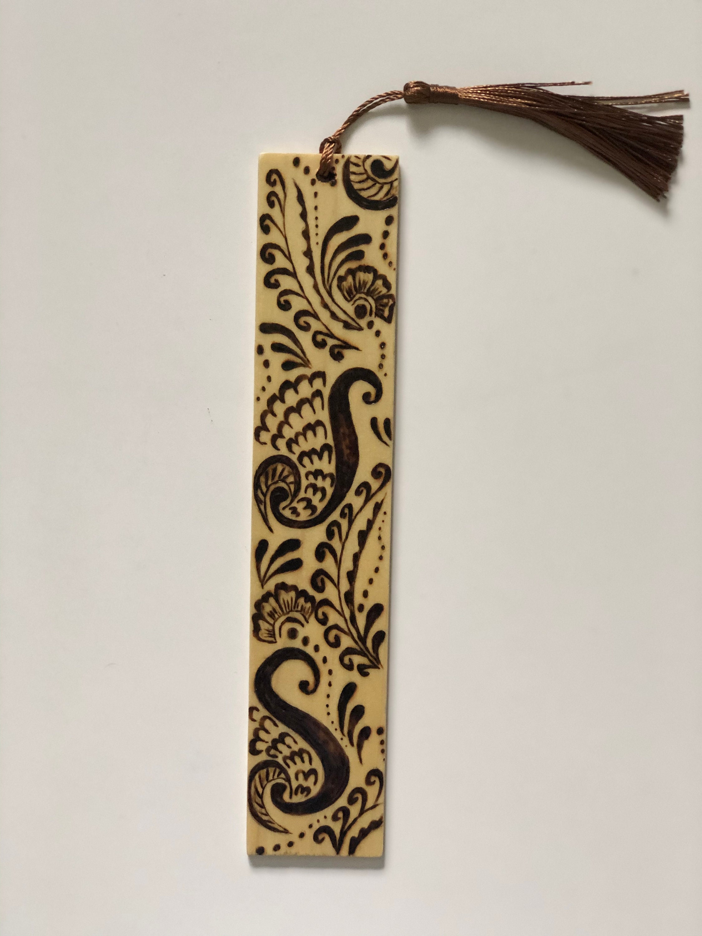Henna Style Bookmark, Wood Burned Bookmark, Wood Bookmark, One of a ...