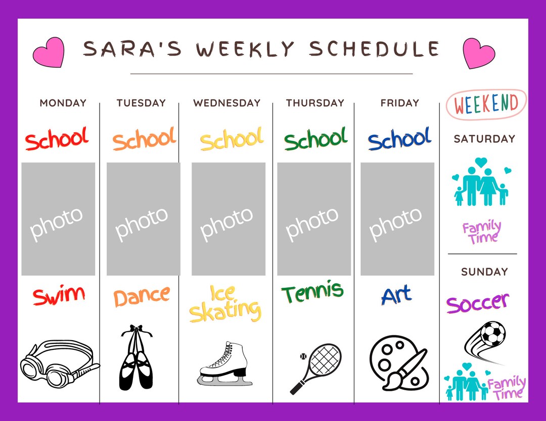 Editable - Kid's Weekly Schedule Planner Editable Document - Etsy