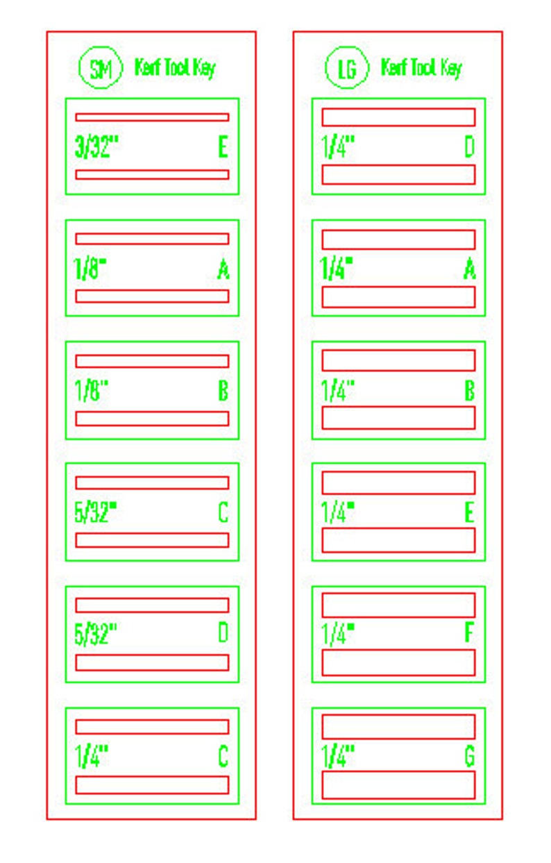 Kerf Tool Test Fit Guides for Laser Designs in 1/8" (3mm) or 1/4" (6mm ...