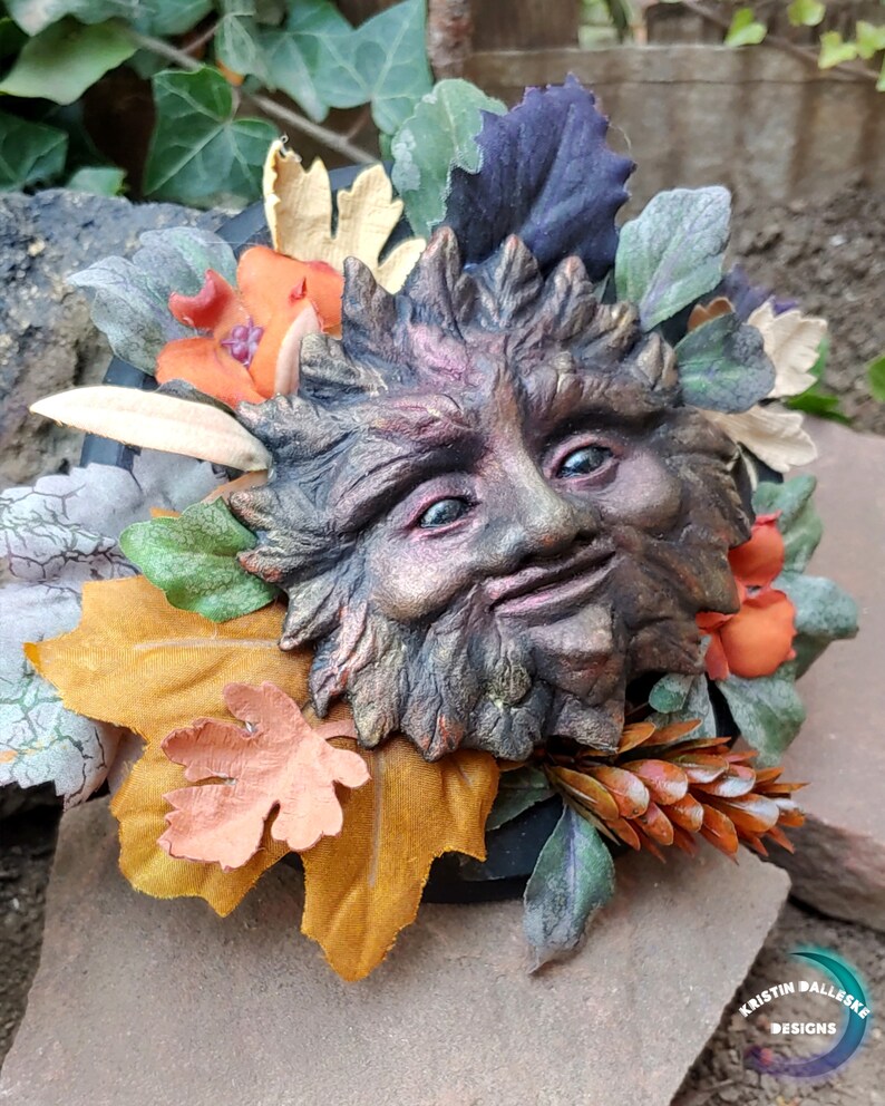 Green Man Plaque Fall Themed Wall Hanging Sculpture Decor | Etsy