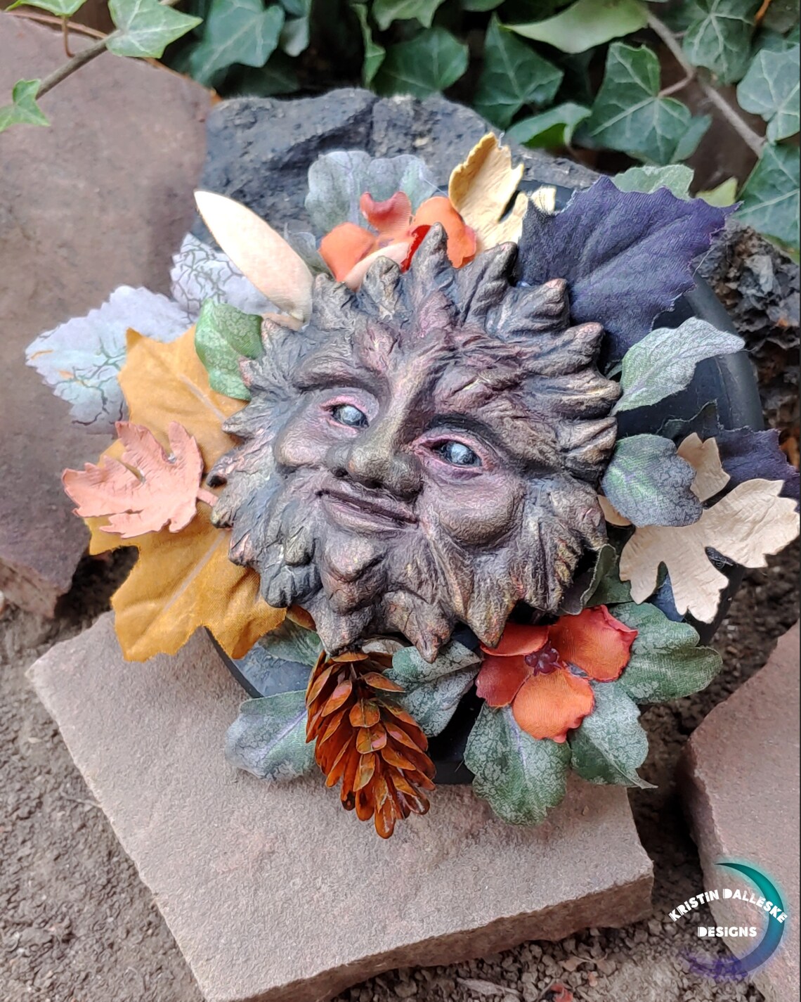 Green Man Plaque Fall Themed Wall Hanging Sculpture Decor | Etsy