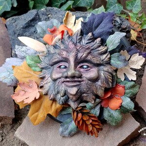 Green Man Plaque Fall Themed Wall Hanging Sculpture Decor | Etsy