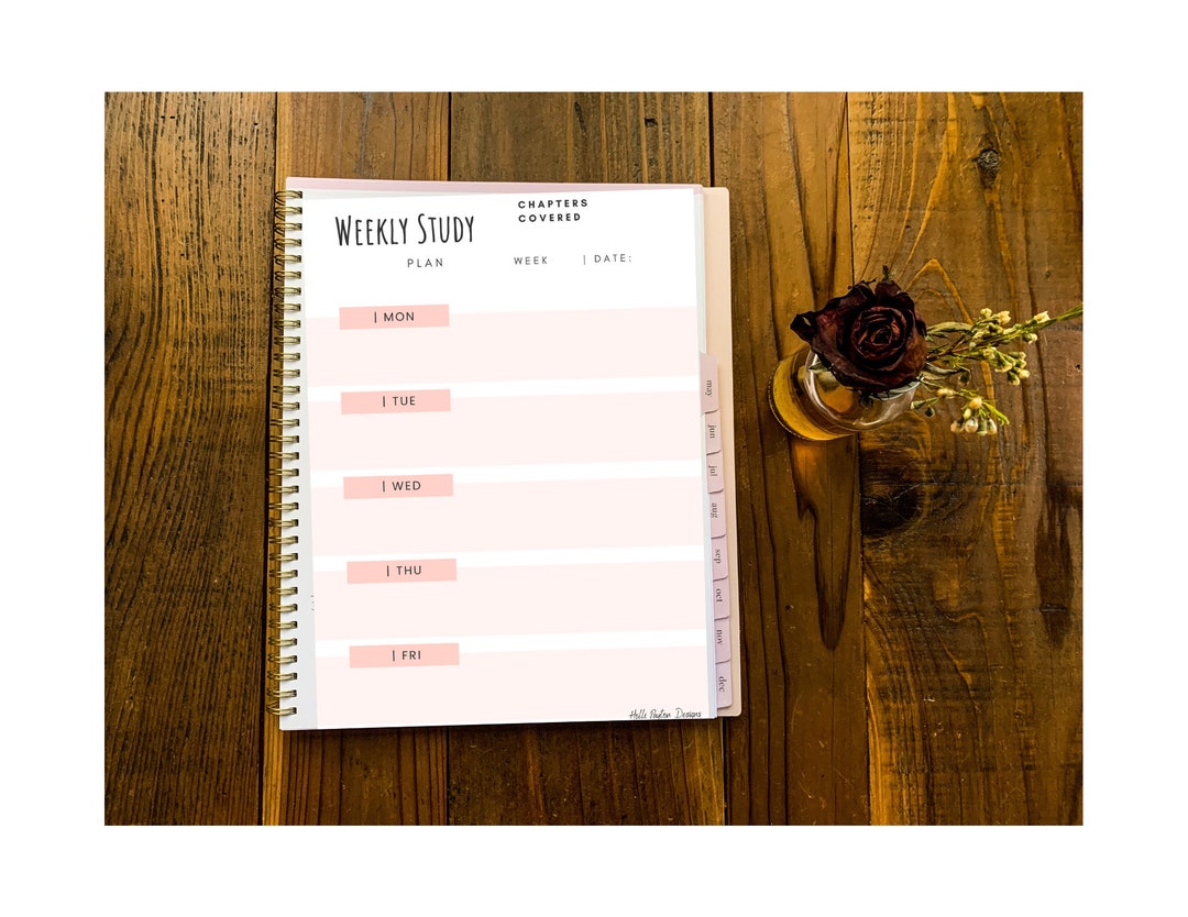 Weekly Organization / Study Plan for Students With Chapter Section and ...