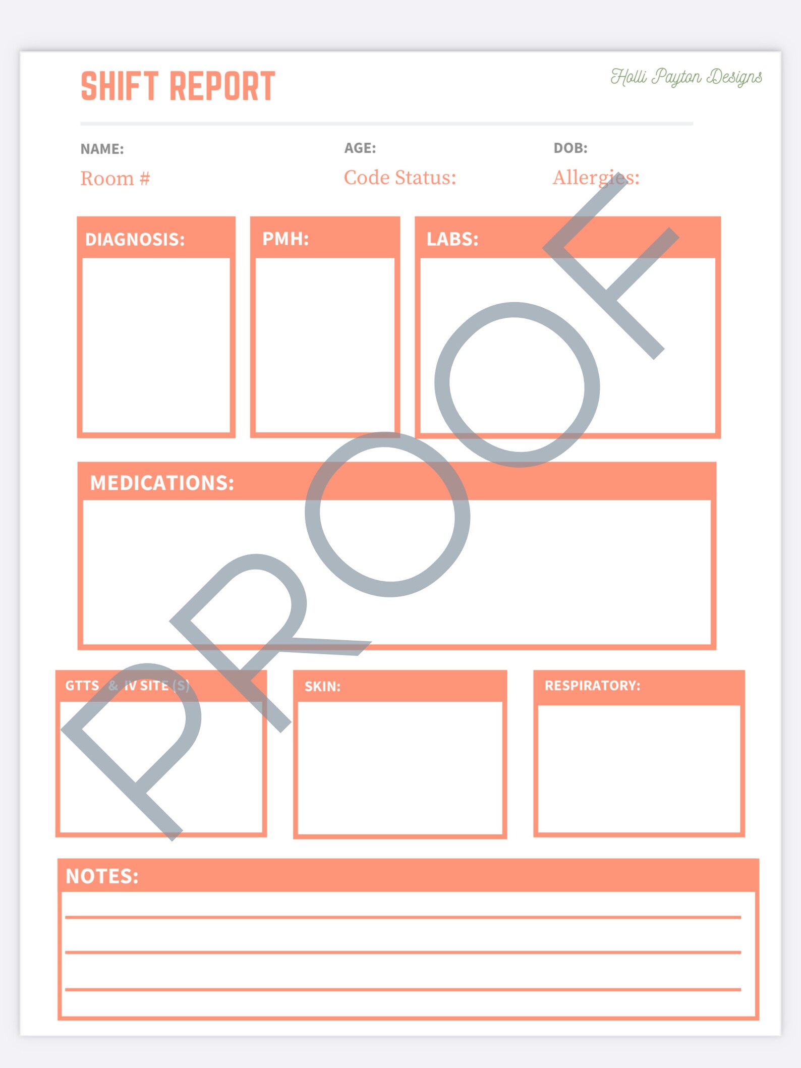 Nurse Shift Report Sheet for Patient Data Collection and Organization ...