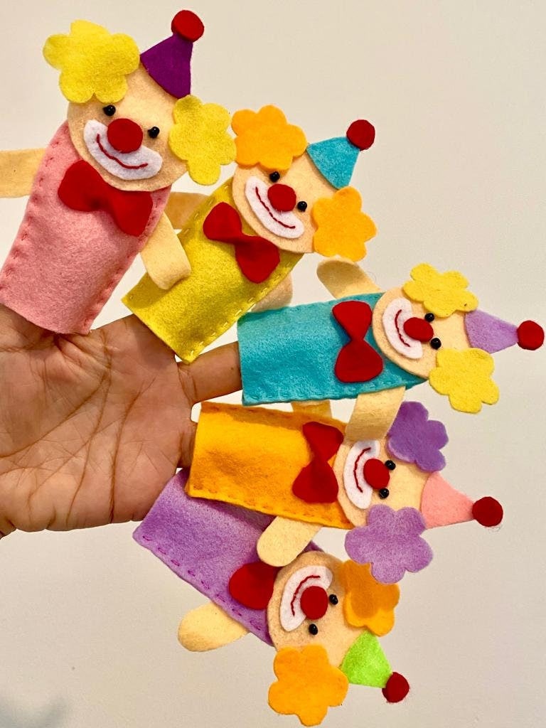 PDF Clown Finger Puppet, Felt Puppet, PDF Patterns, Kids Toy Montessory ...
