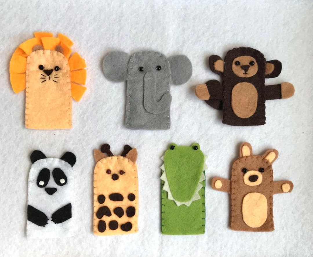 PDF PATTERN for Baby Felt Finger Puppets, Jungle Finger Puppets, Felt ...