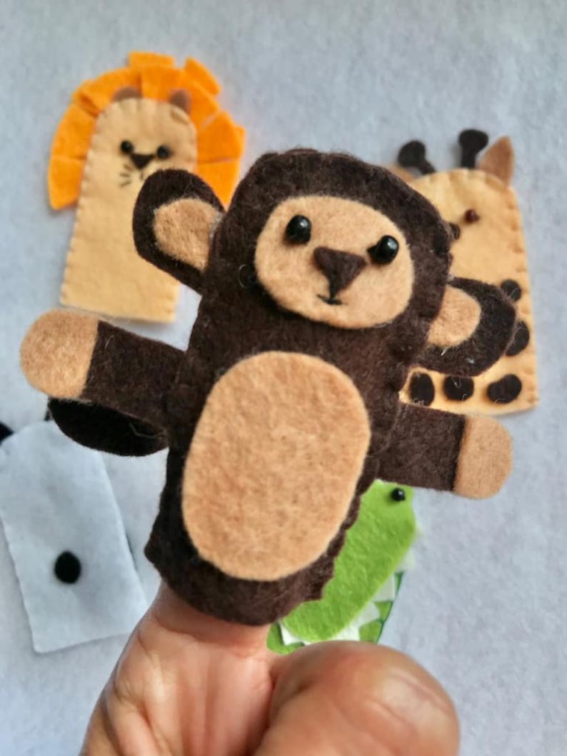 PDF PATTERN for Baby Felt Finger Puppets, Jungle Finger Puppets, Felt ...