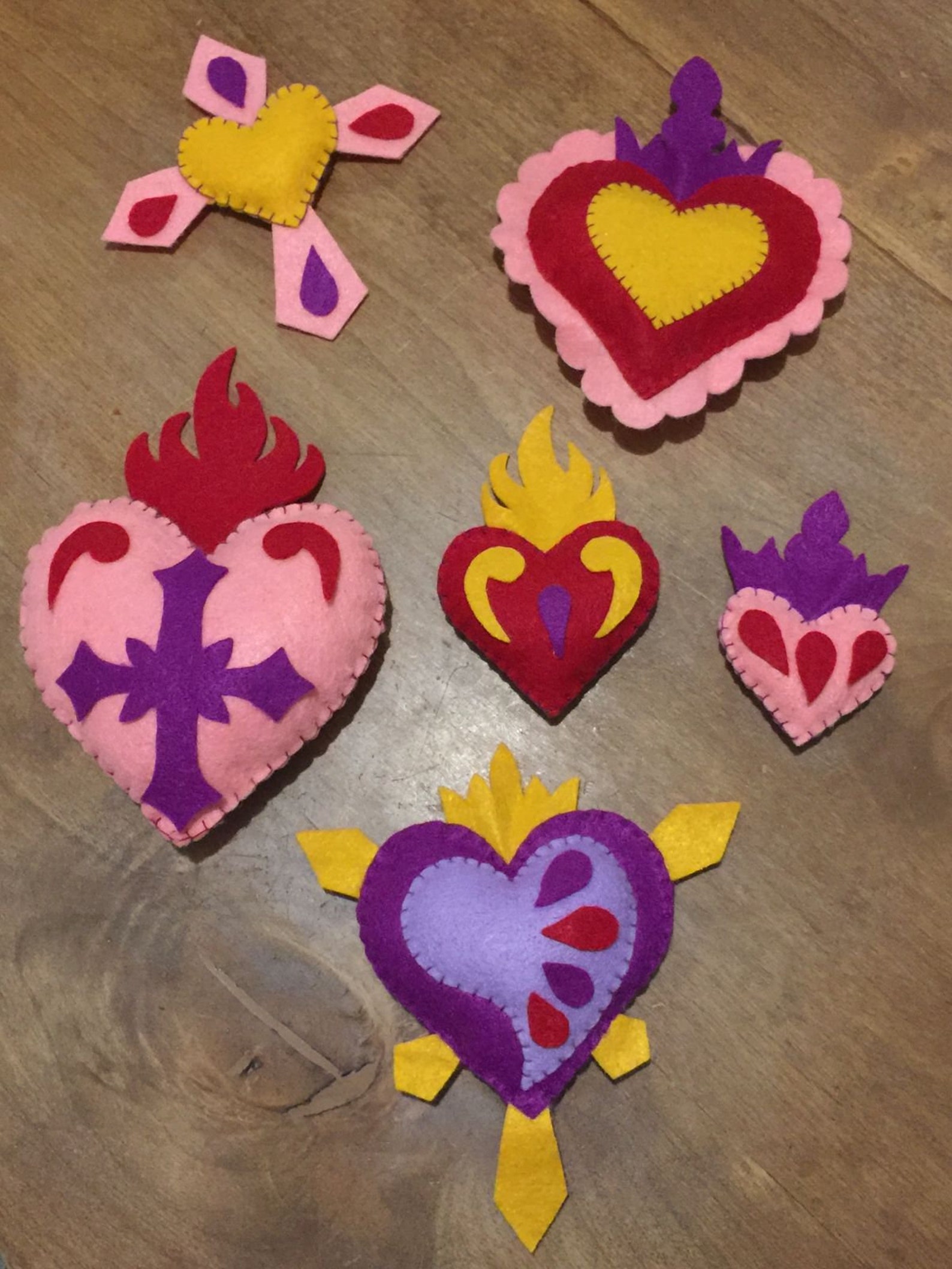 Pdfheart Felt Pattern, Mexican Heart, Mexican Ex Voto, Felt Heart ...