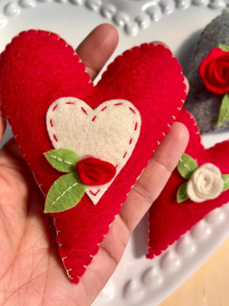 Pdf Heart Felt Pattern, Felt Heart, Felt Heart Ornament, Felt Ornament ...