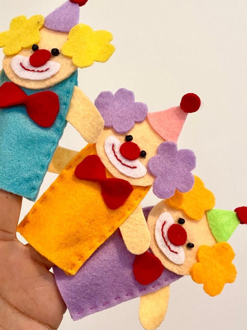 PDF Clown Finger Puppet, Felt Puppet, PDF Patterns, Kids Toy Montessory ...