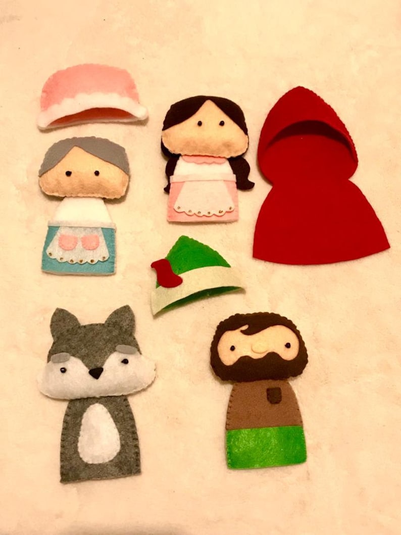 Little Red Riding Hood PDF Pattern Finger Puppets, Fairy Tail Finger ...