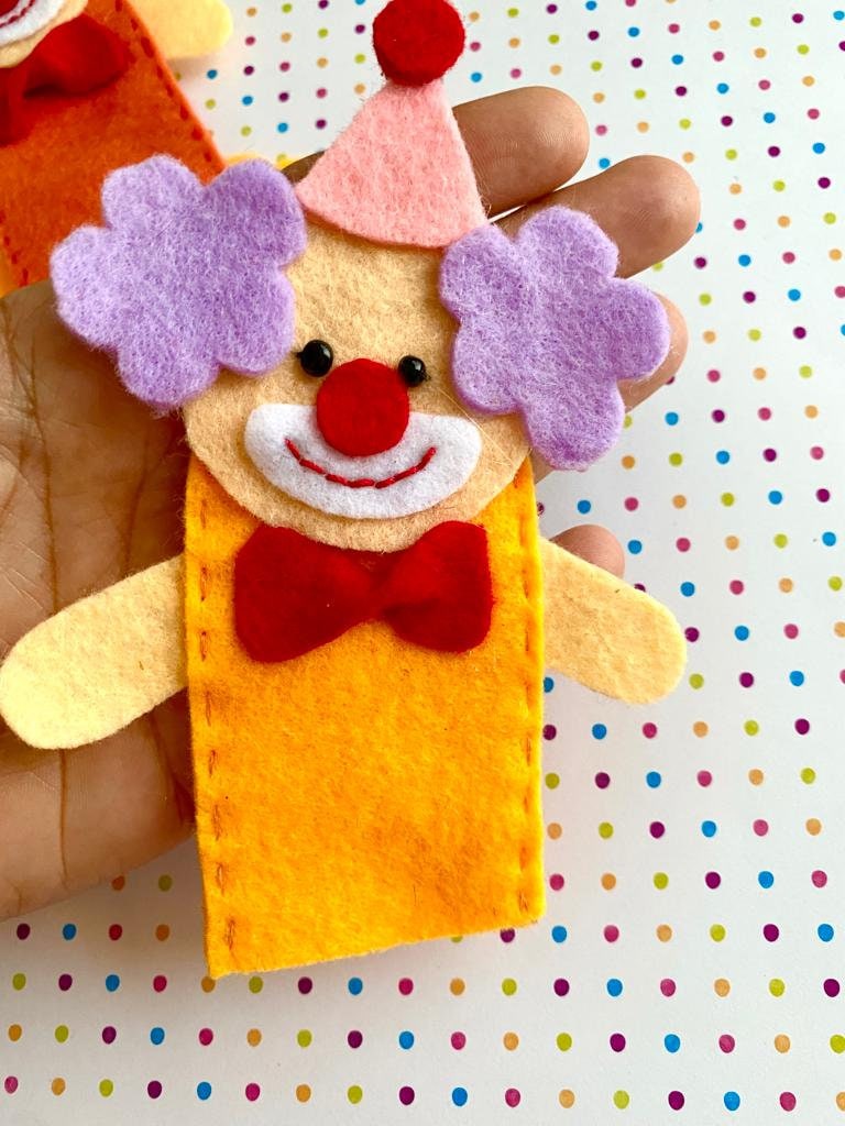 PDF Clown Finger Puppet, Felt Puppet, PDF Patterns, Kids Toy Montessory ...