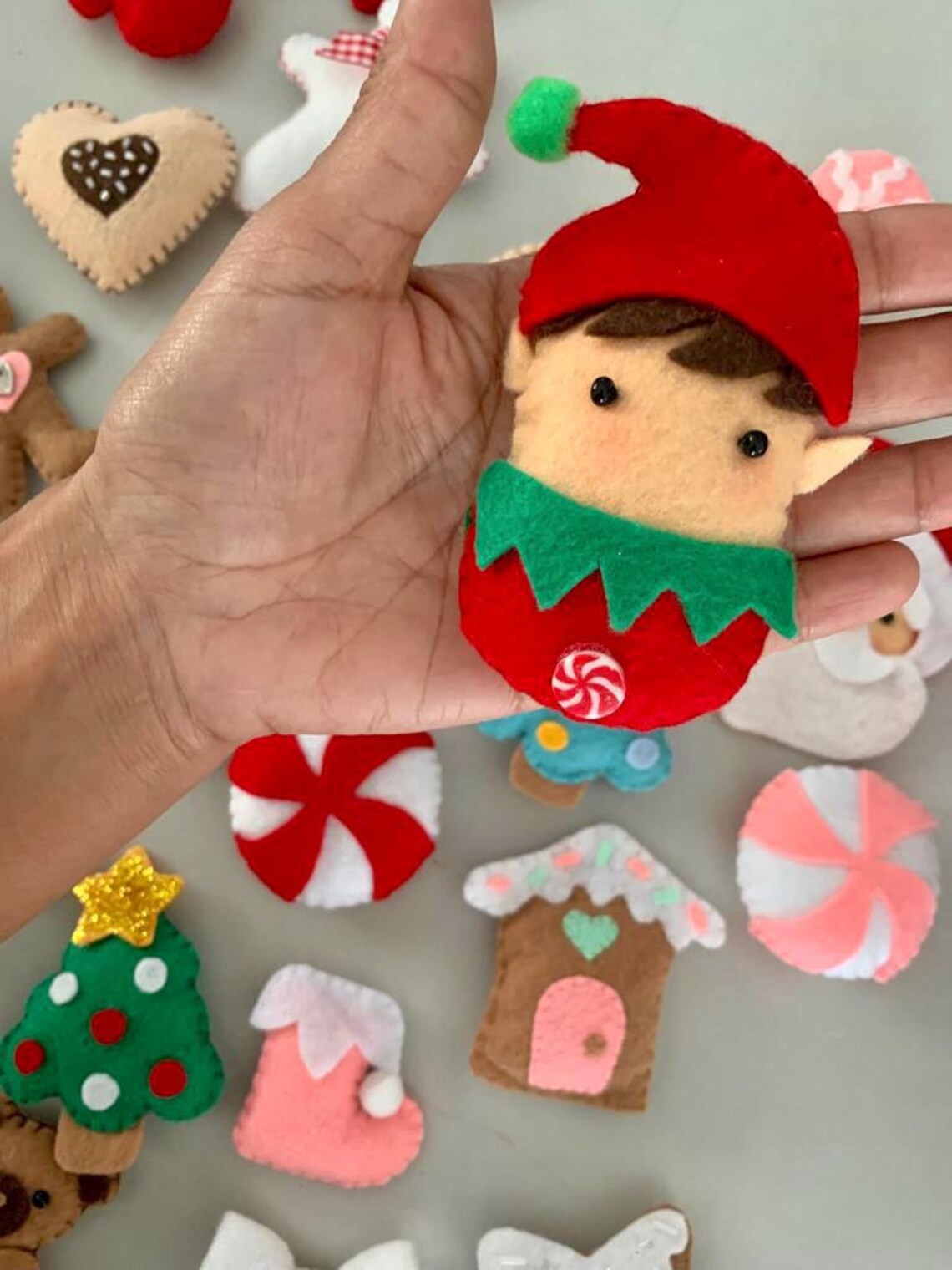 Christmas Felt Ornaments PDF Pattern, DIY Christmas Ornaments, Elf ...