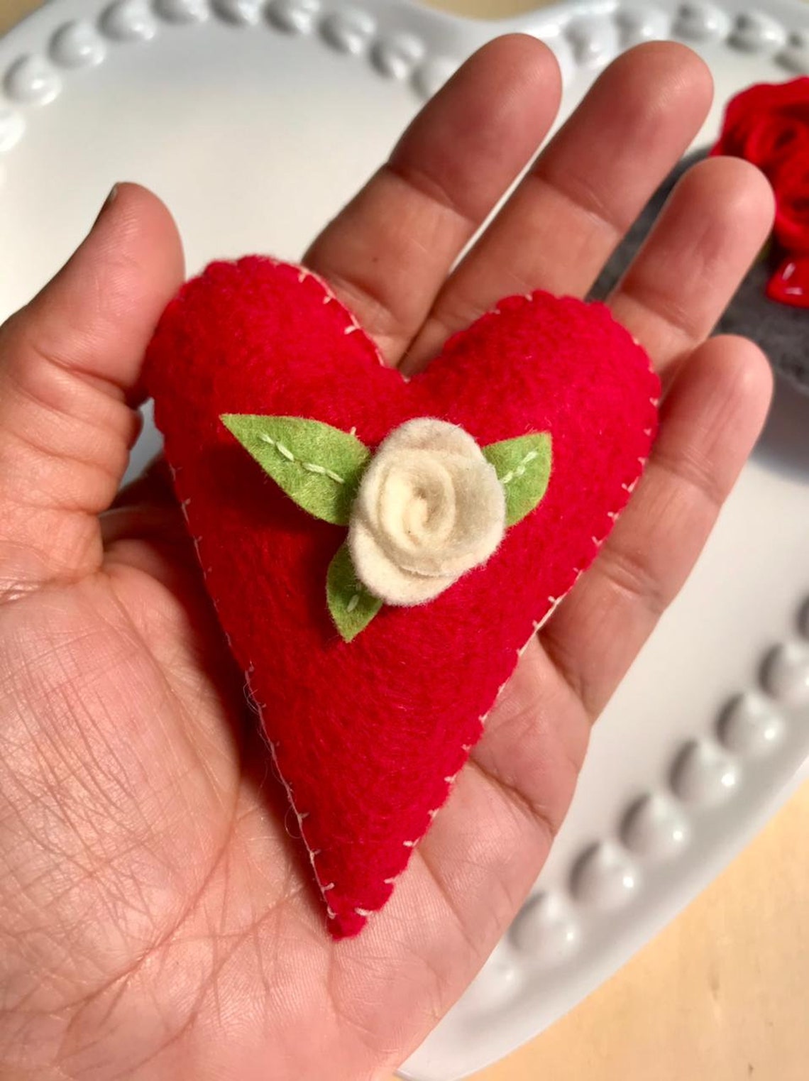 Felt Heart, Felt Heart Ornament, Felt Ornament, Valentines Decor ...