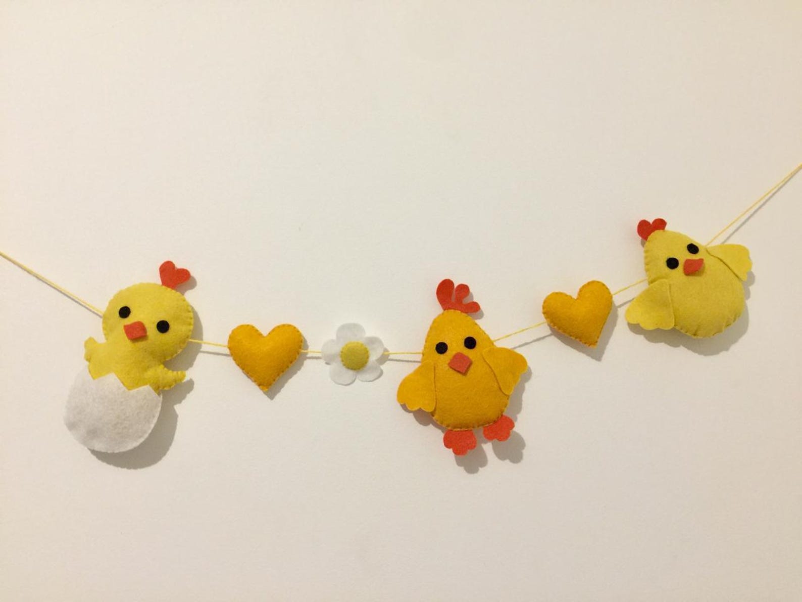 Felt Pattern Chicken Garland, Felt Easter Chicks Garland, Felt Easter ...