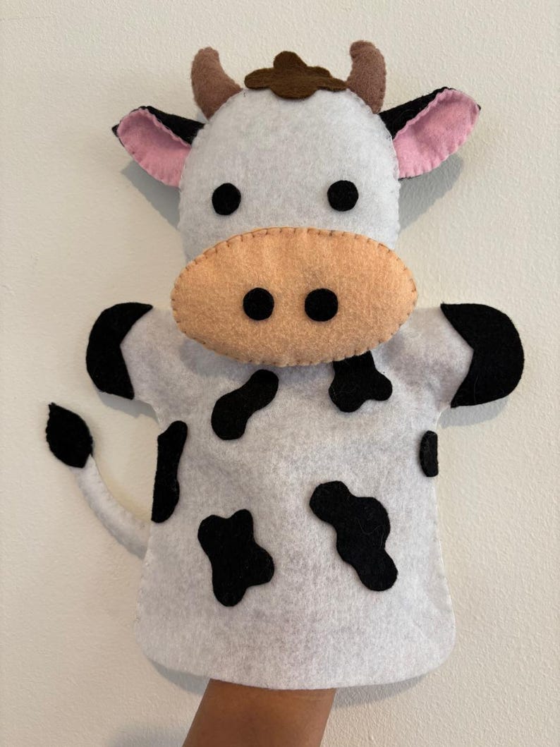 PDF Puppet Pattern, Cow Puppet Pattern, DIY Kids Puppet, Montessori Toy ...