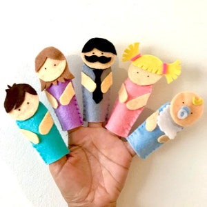 Finger Puppet PDF Pattern, Family Felt Finger Puppets, Felt Puppet ...