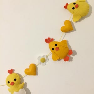 Felt Pattern Chicken Garland, Felt Easter Chicks Garland, Felt Easter ...