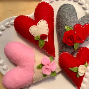 Felt Heart, Felt Heart Ornament, Felt Ornament, Valentines Decor ...