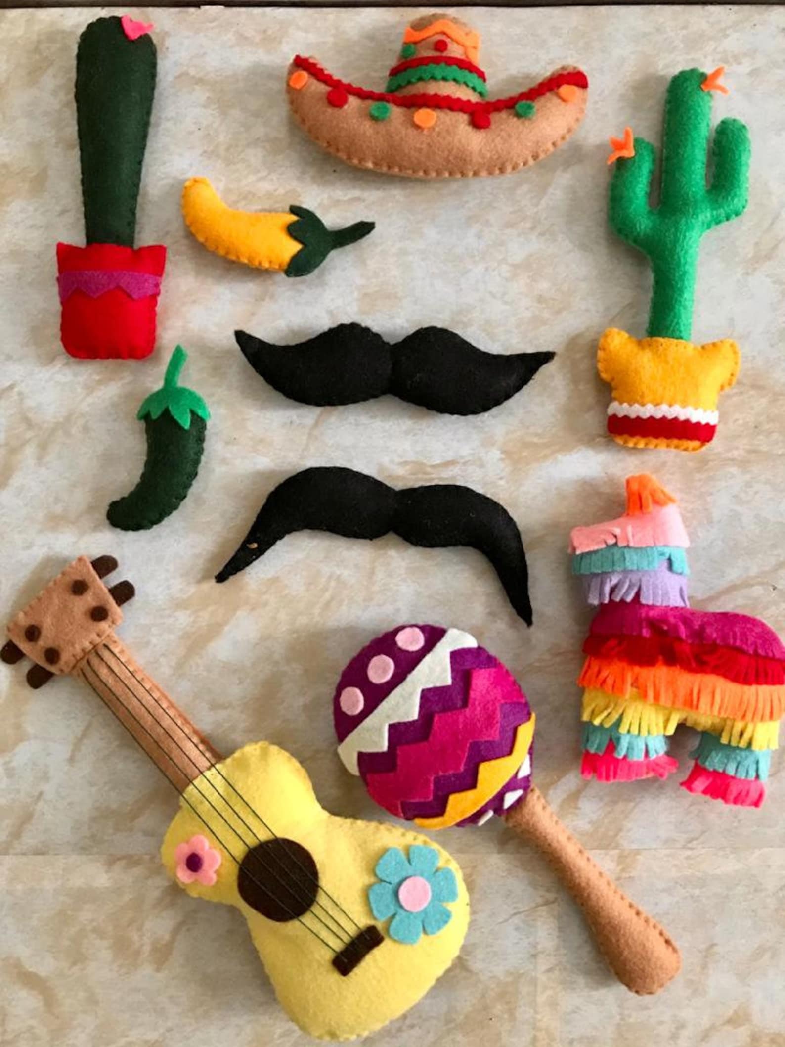 Mexican Felt Ornaments,pdf Felt Pattern, Felt Mexican Toys, Felt 5 De ...