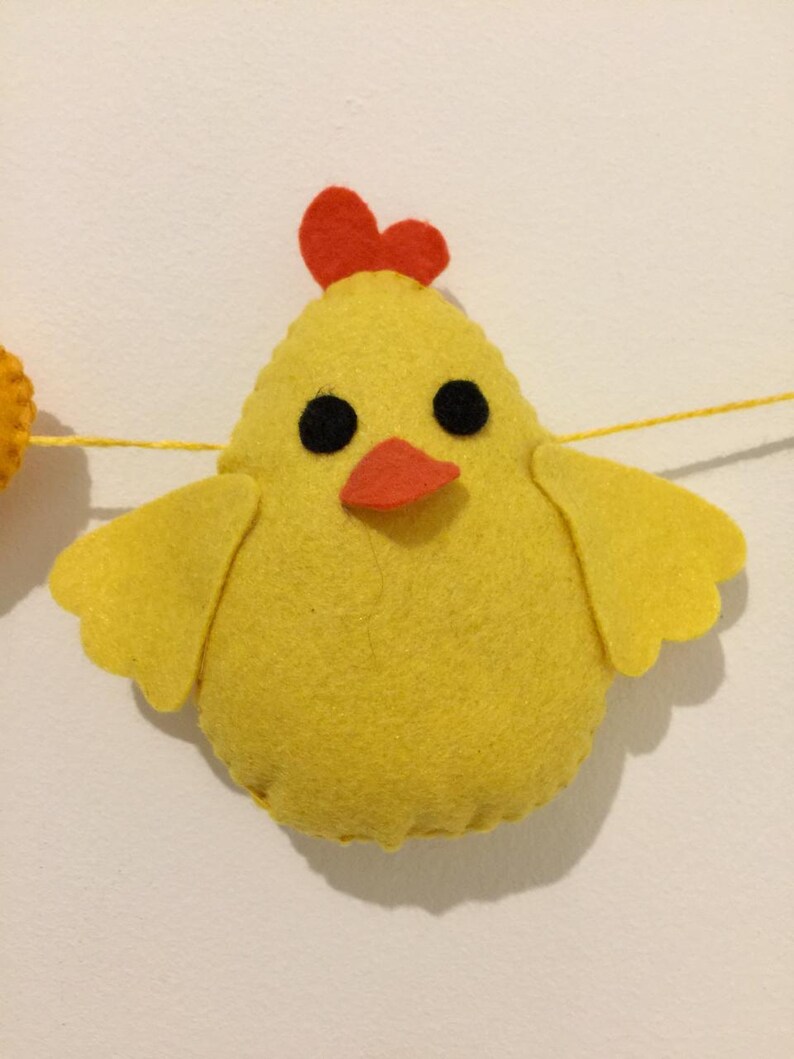 Felt Pattern Chicken Garland, Felt Easter Chicks Garland, Felt Easter ...