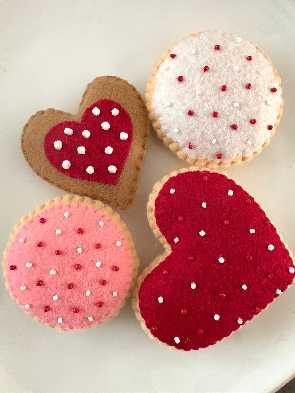 Pdf Heart Cookies Felt Pattern, Felt Heart, Felt Cookie Ornament ...