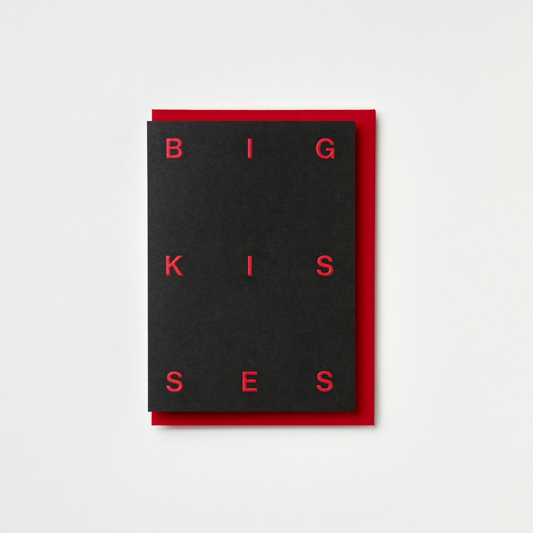 BIG KISSES Embossed Valentine's Day Card - Etsy