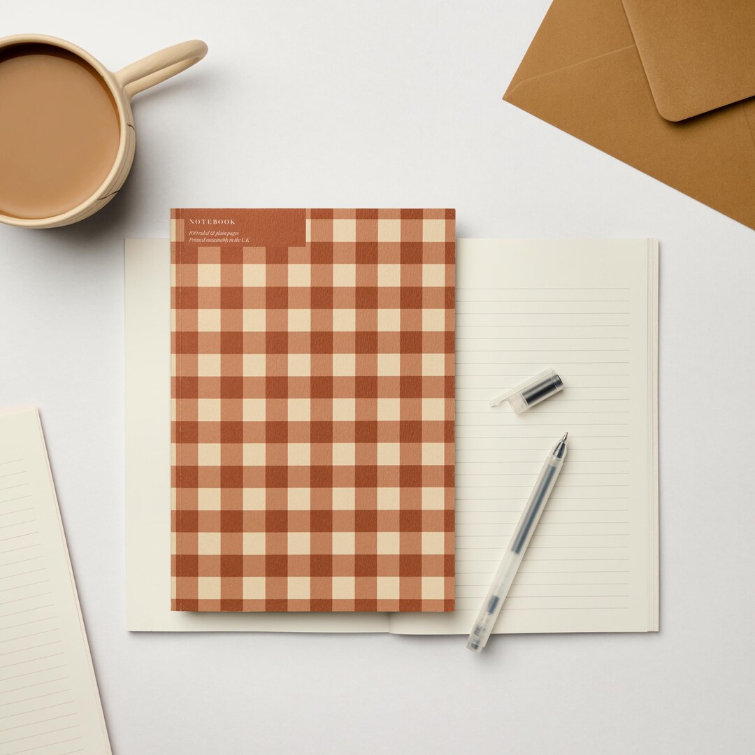 A5 Cinnamon Gingham Ruled/lined/plain Notebook - Etsy