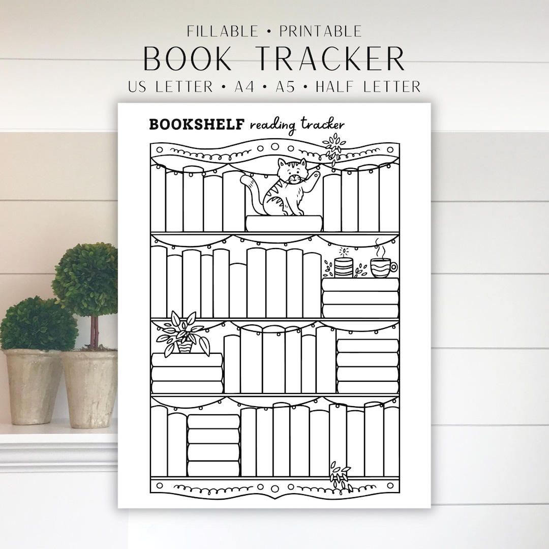 Book Tracker Printable Bookshelf Reading Tracker 52 Books Monthly ...