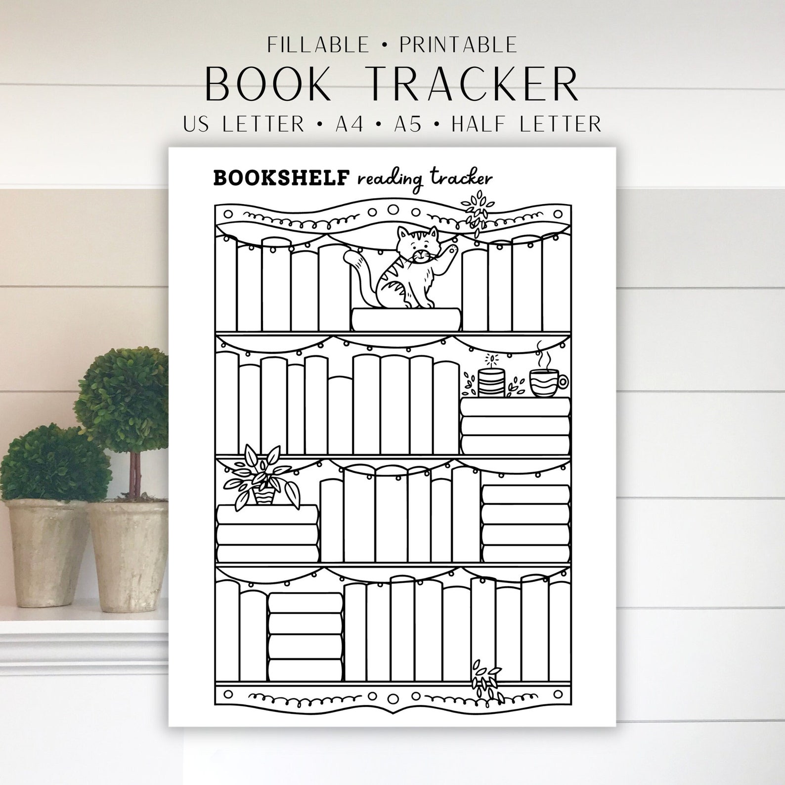Book Tracker Printable Bookshelf Reading Tracker 52 Books - Etsy
