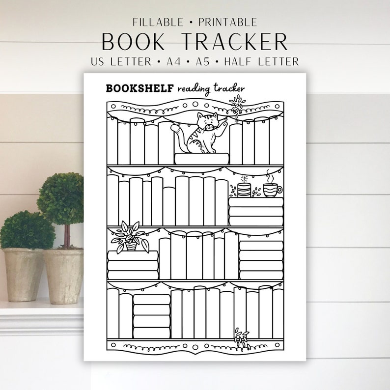 Book Tracker Printable Bookshelf Reading Tracker 52 Books - Etsy