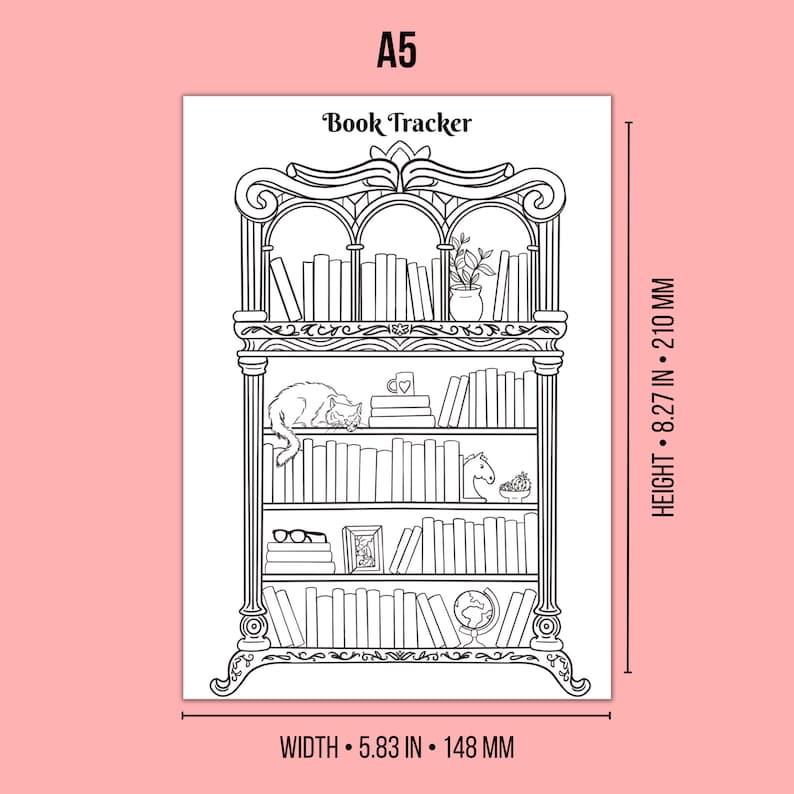 Book Tracker Printable Bookshelf Reading Tracker 75 Books - Etsy