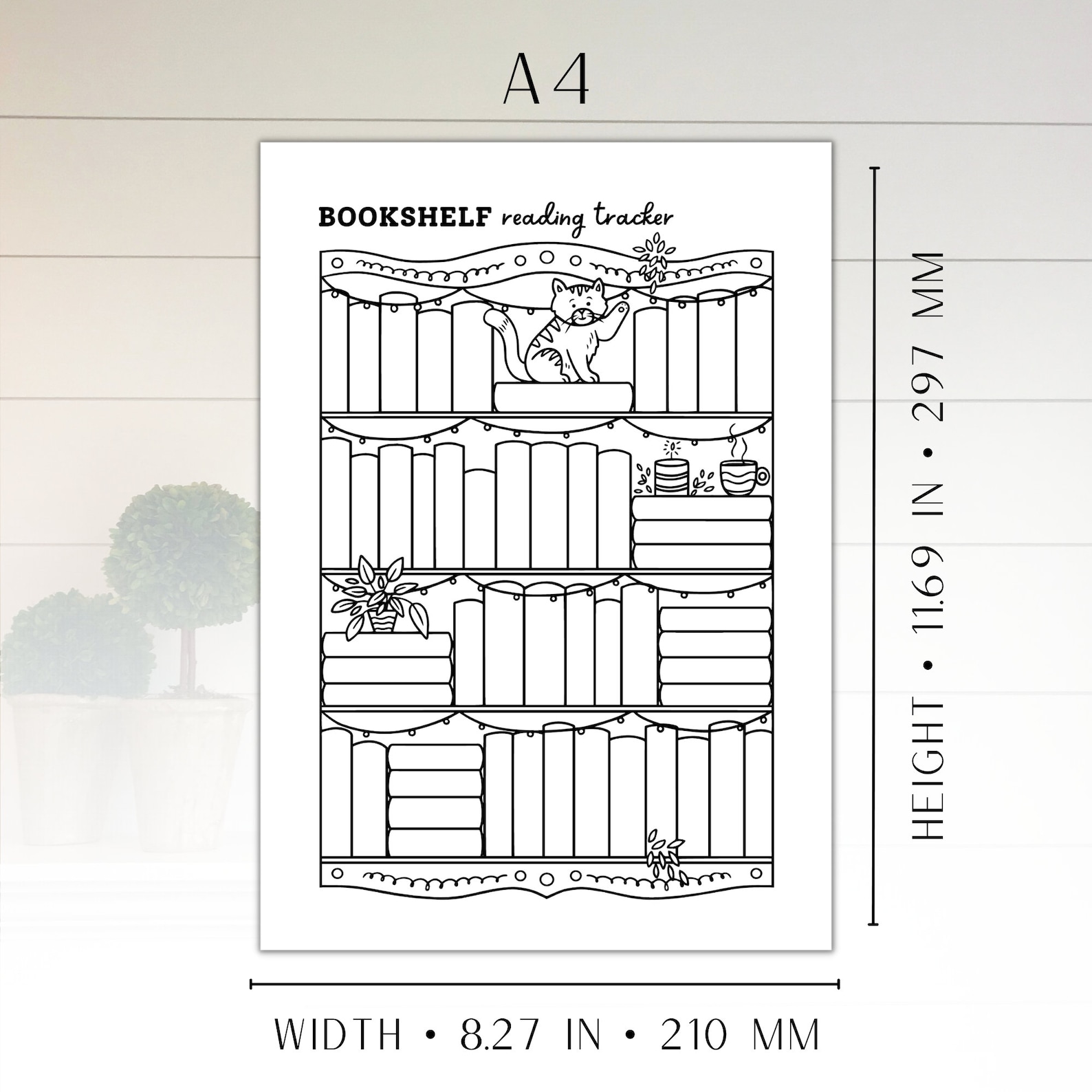 Book Tracker Printable Bookshelf Reading Tracker 52 Books Monthly ...