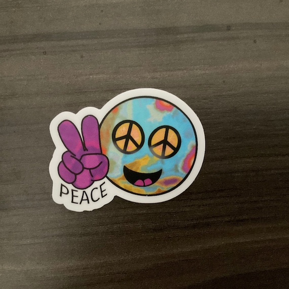 Colorful Happy Smiling Face Peace Sign Peace - Etsy